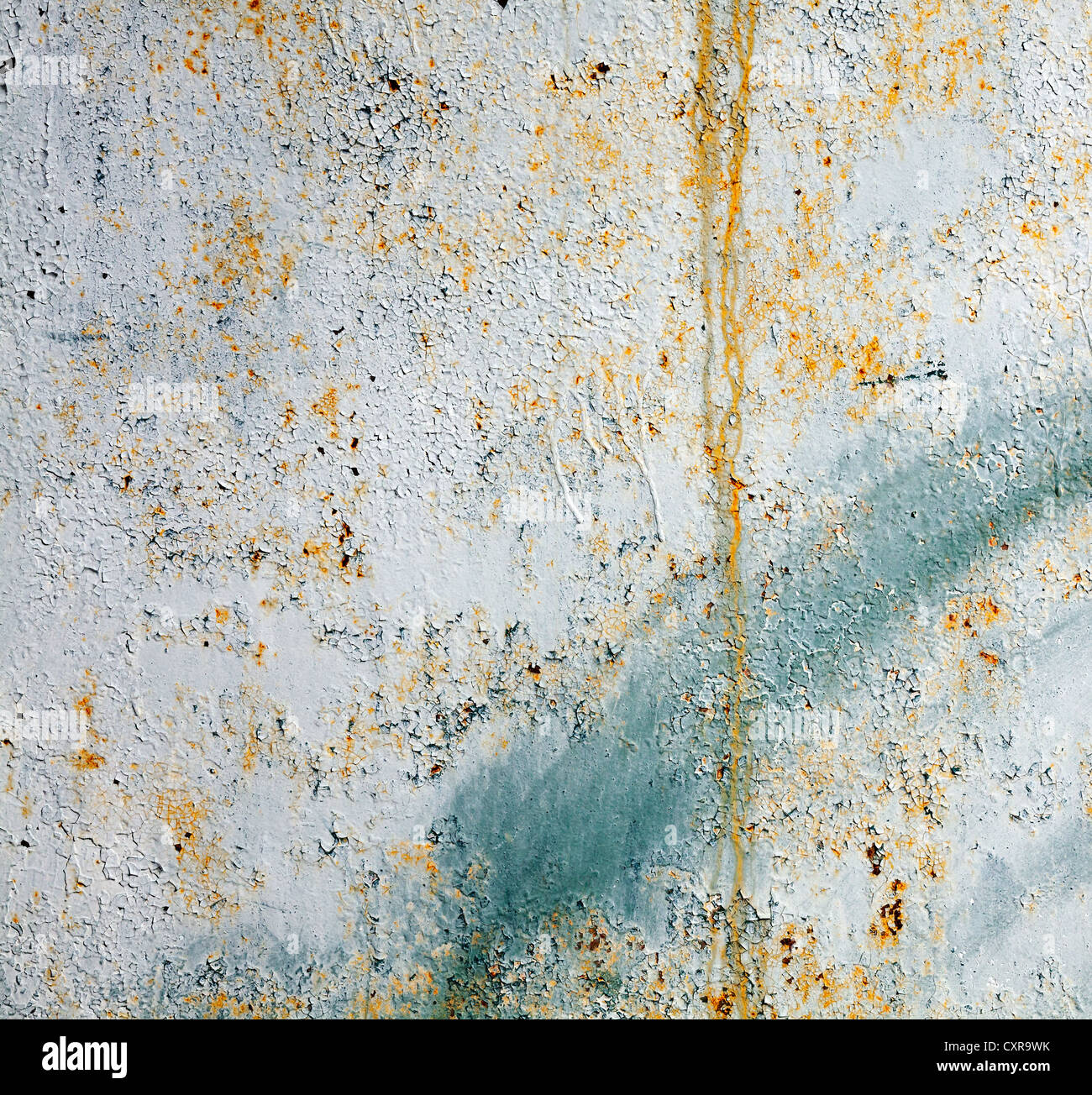 Rusted old light green painted metal wall background. Detailed photo ...