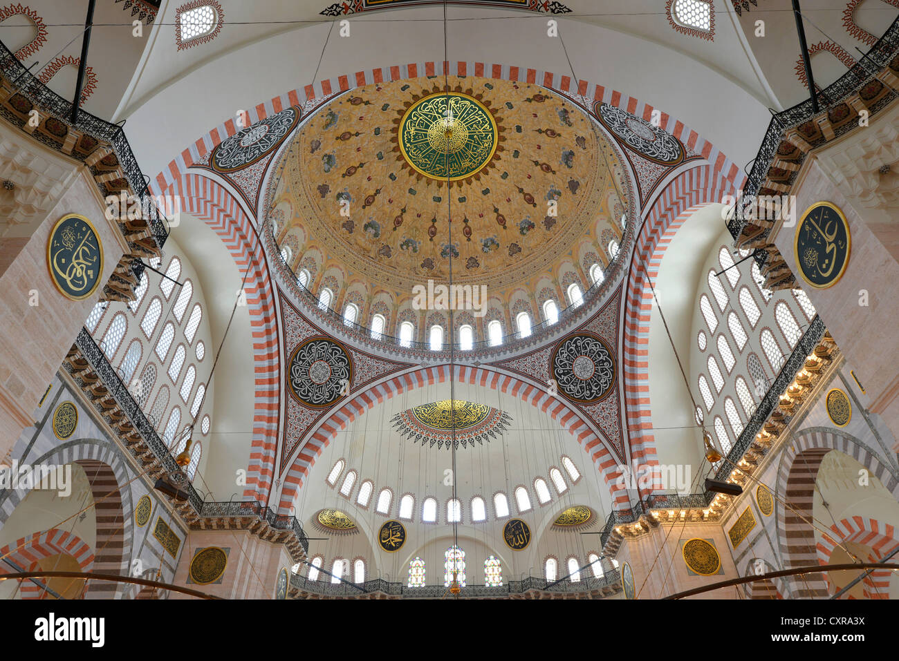 View of the Qibla wall, main dome with mural paintings by Gaspare and ...