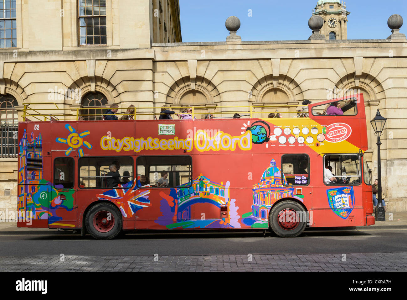 Red open top sightseeing bus high street Oxford UK Stock Photo - Alamy