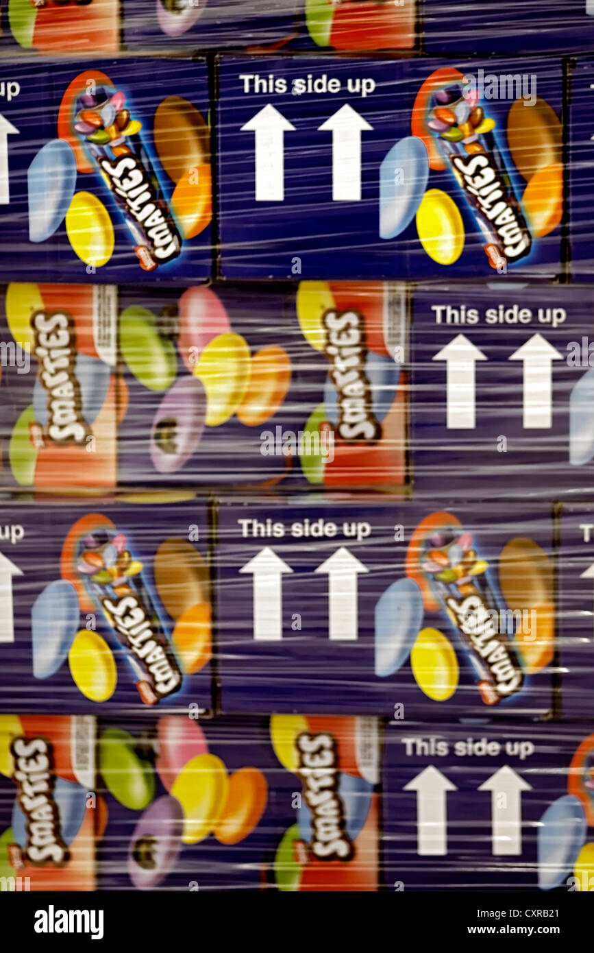 Smarties pallet in the chocolate factory of the Nestlé AG, Hamburg ...