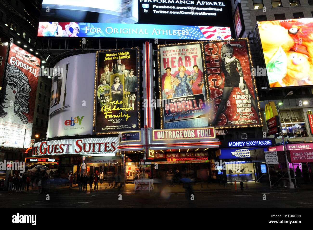 Times Square at night, Broadway, Midtown Manhattan, New York City, New ...