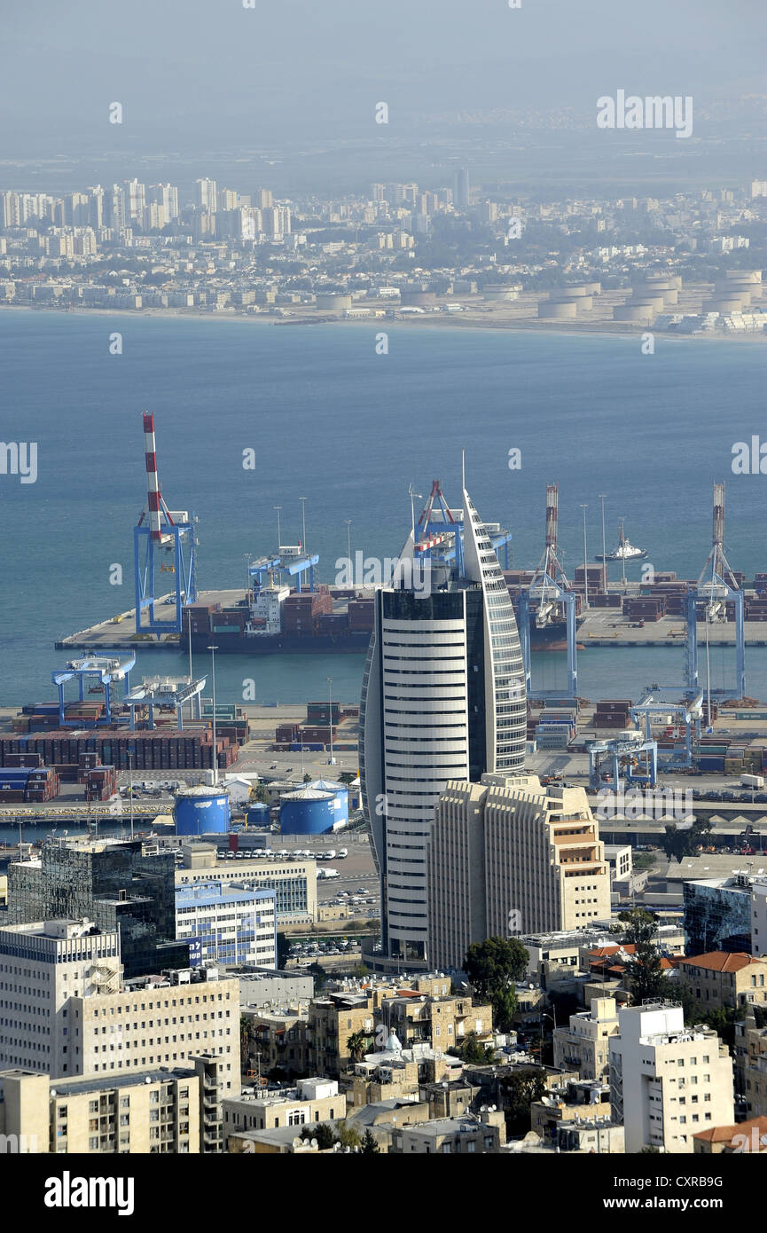 Port of Haifa with Sail Tower, Israel, Middle East, Western Asia, Asia ...