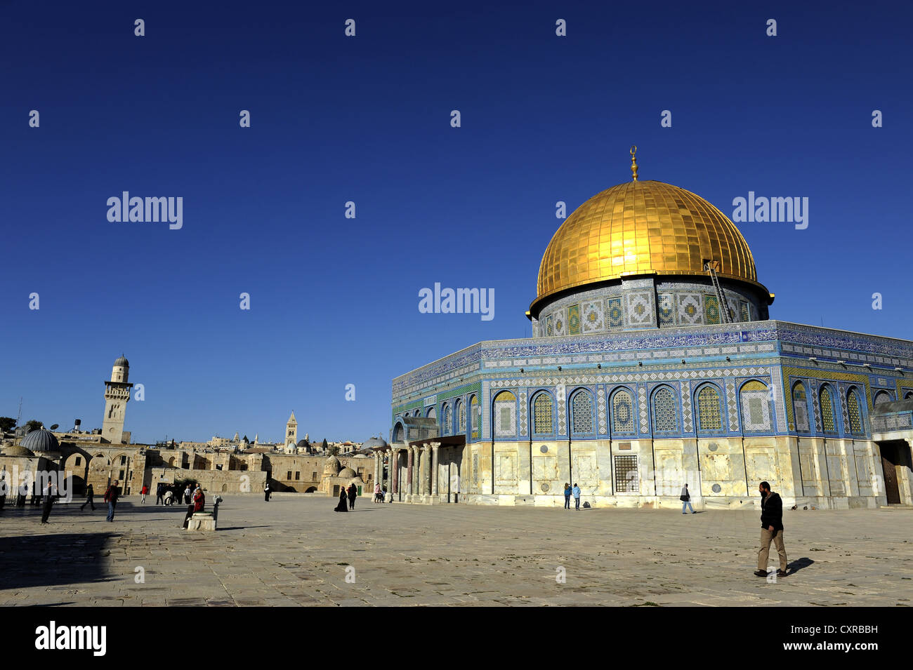 Minarett of the Al-Aqsa Mosque and the Dome of the Rock, Temple Mount ...