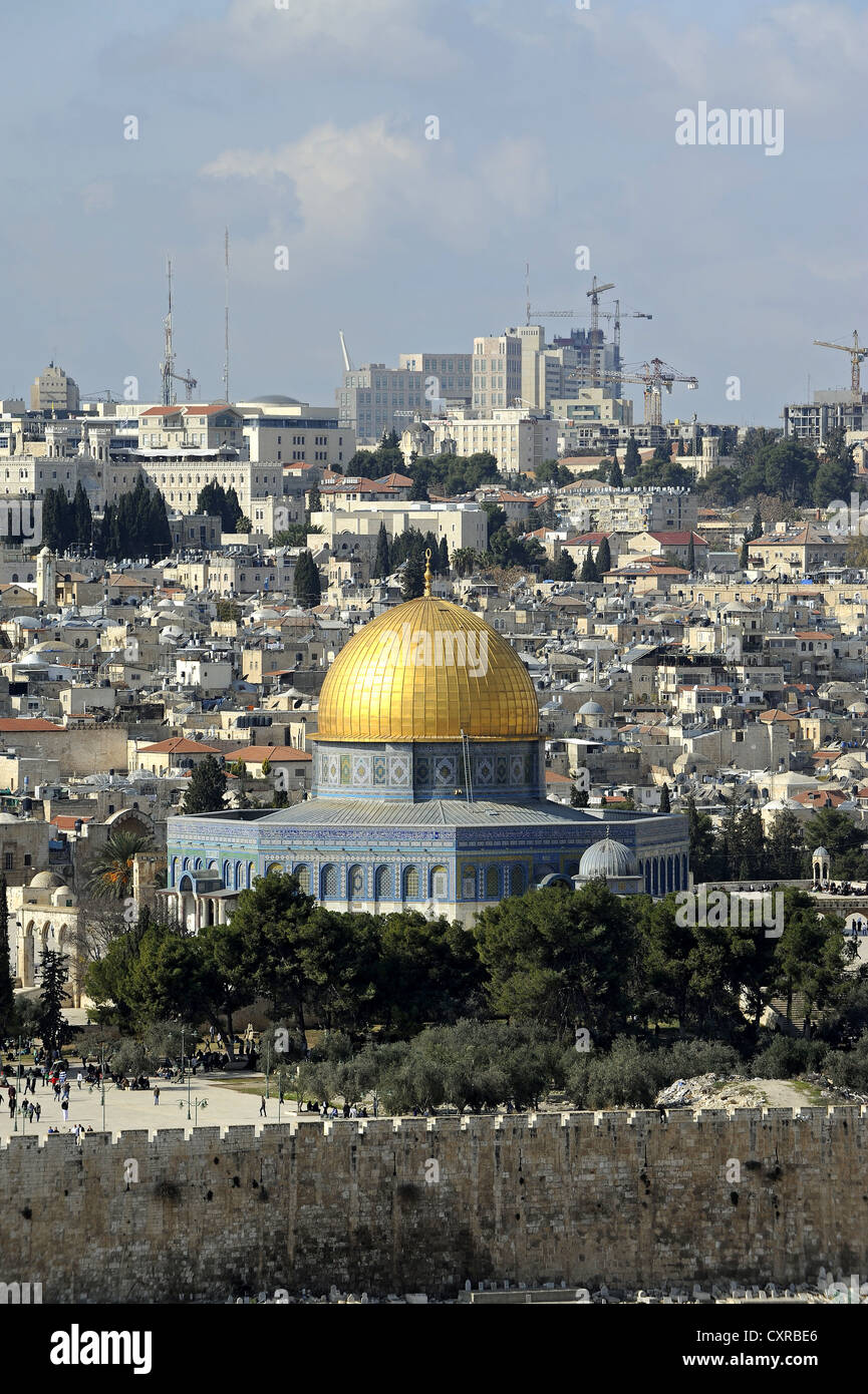 Elevated city view with the dome of the rock hi-res stock photography ...