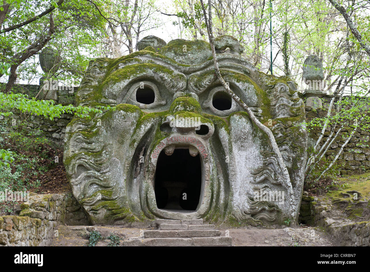 Entrance though the open mouth of the sculpture of Orcus, Sacro Bosco ...