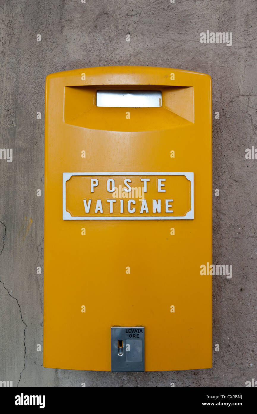 Yellow mailbox of the Vatican post office, Poste Vaticane, Vaticano ...