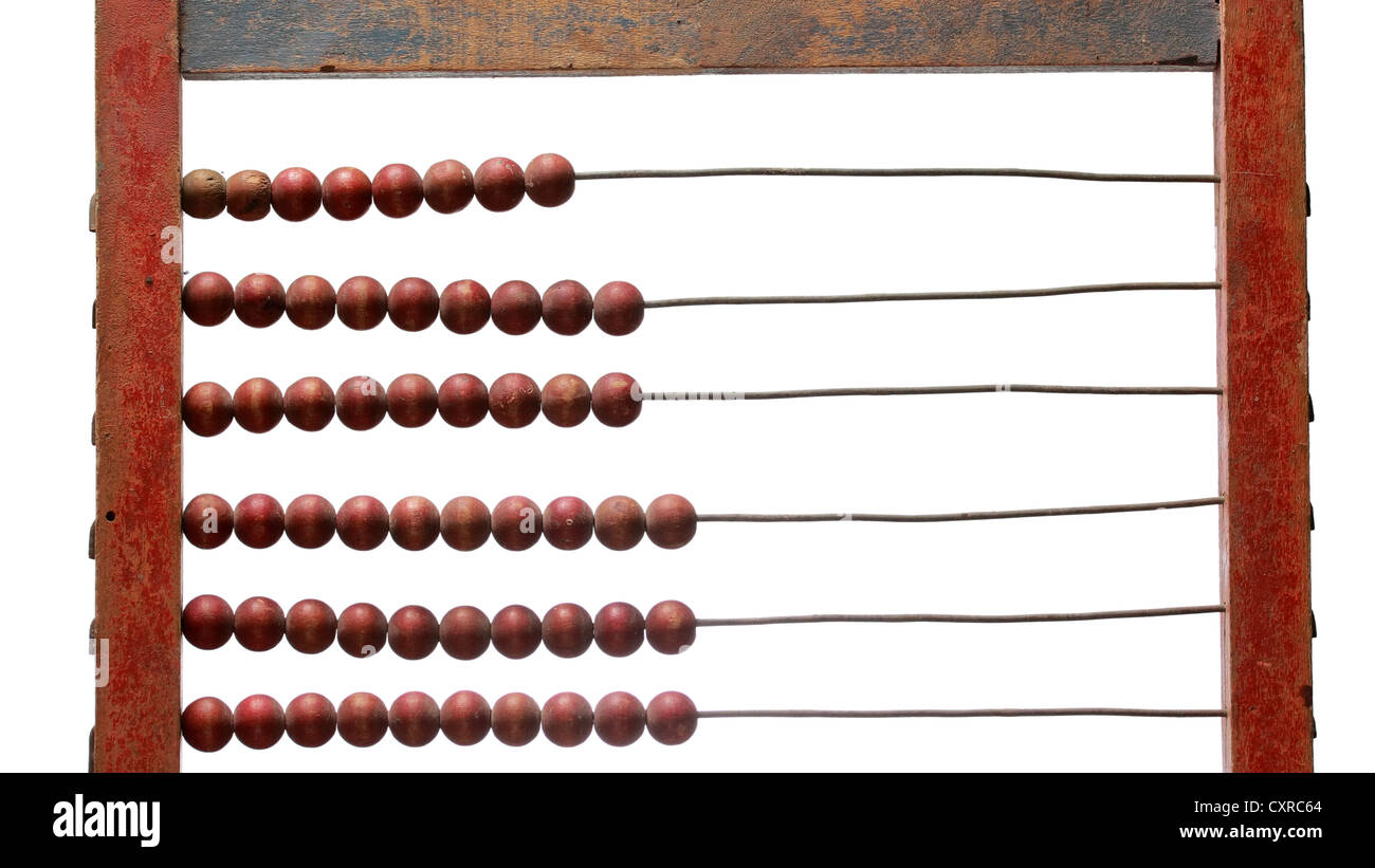 Old wooden abacus detail isolated on white background Stock Photo - Alamy