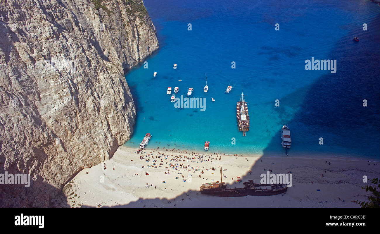 boats and shipwreck beach at Zakynthos island, Greece Stock Photo - Alamy