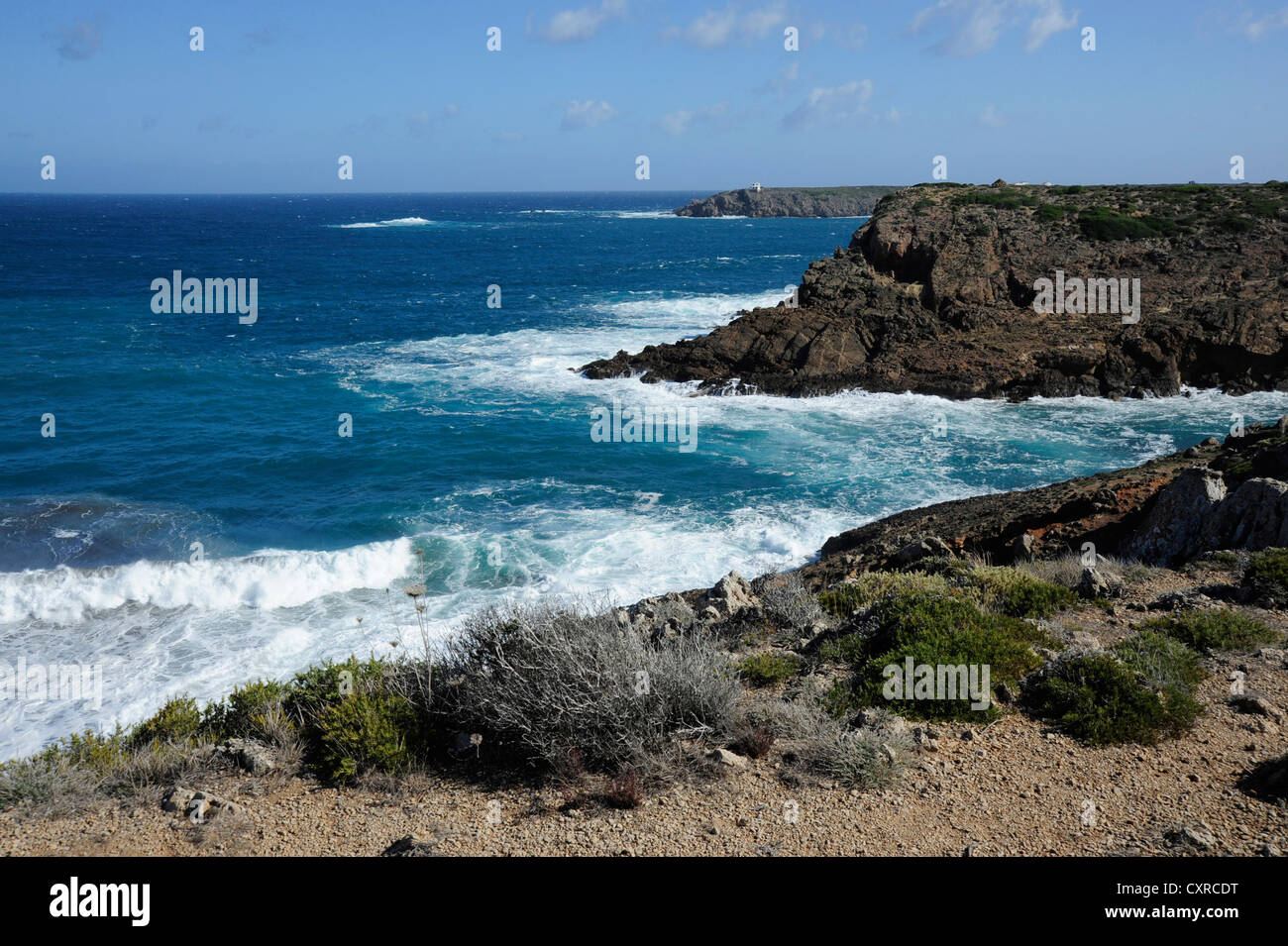 Cliffs, steep coast near Arenal d'en Castell, Minorca, Menorca ...
