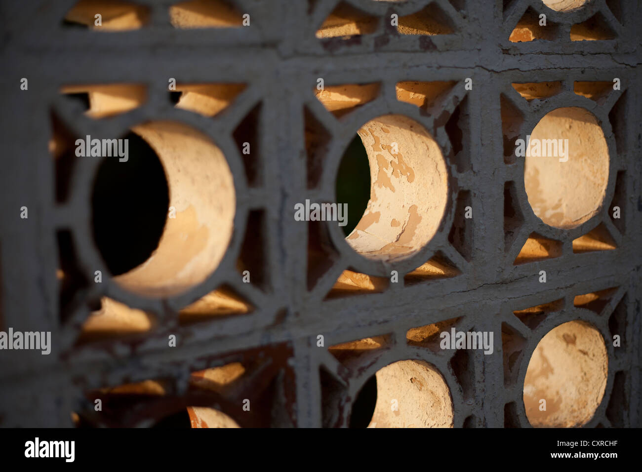 Decorative brickwork wall at sundown in Spain Stock Photo - Alamy
