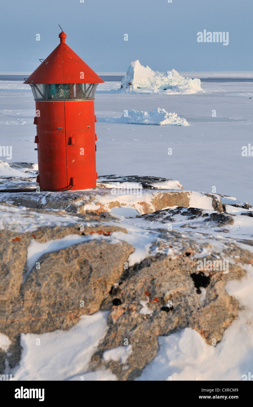 Lighthouse, Qeqertarsuaq or Disko Island, Greenland, Arctic North ...