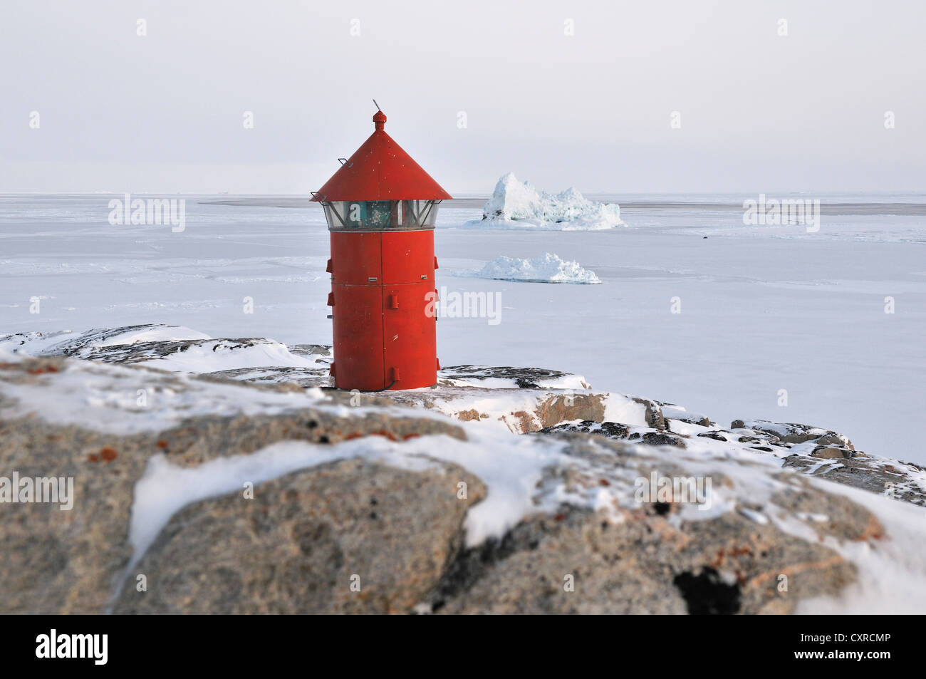 Lighthouse, Qeqertarsuaq or Disko Island, Greenland, Arctic North ...