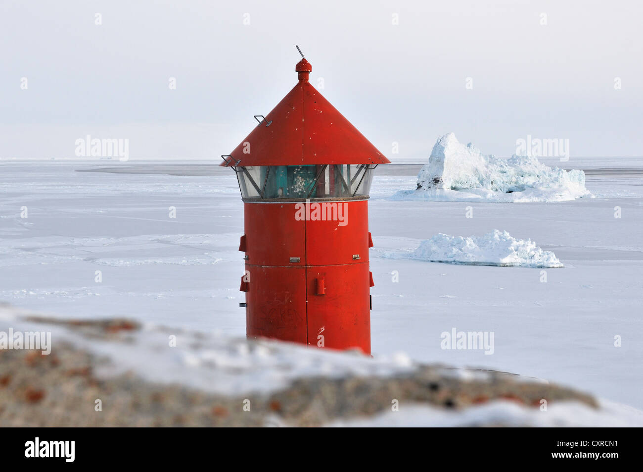 Lighthouse, Qeqertarsuaq or Disko Island, Greenland, Arctic North ...