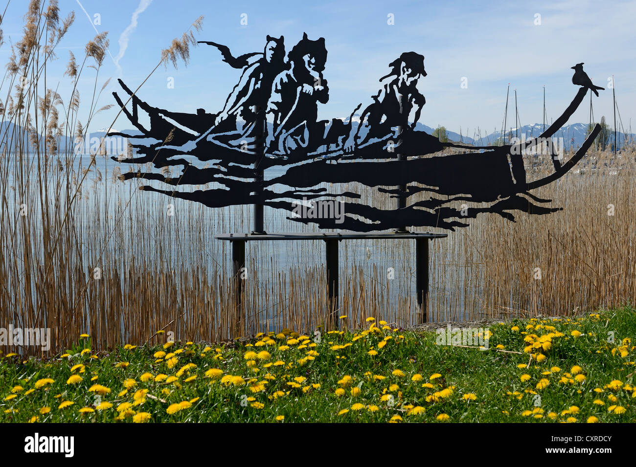 "Celtic Boat", artwork by Walter Angerer, Seebruck, Chiemgau region ...