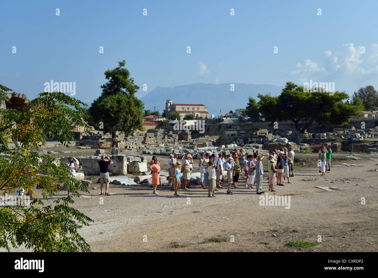Tour group in Agora, Ancient Corinth, Corinth Municipality, Peloponnese ...