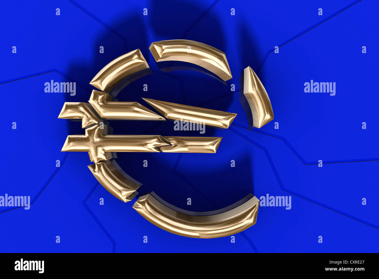 Broken euro sign Stock Photo - Alamy