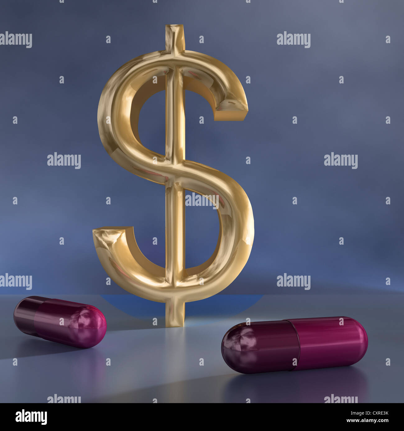Dollar sign and pills Stock Photo - Alamy
