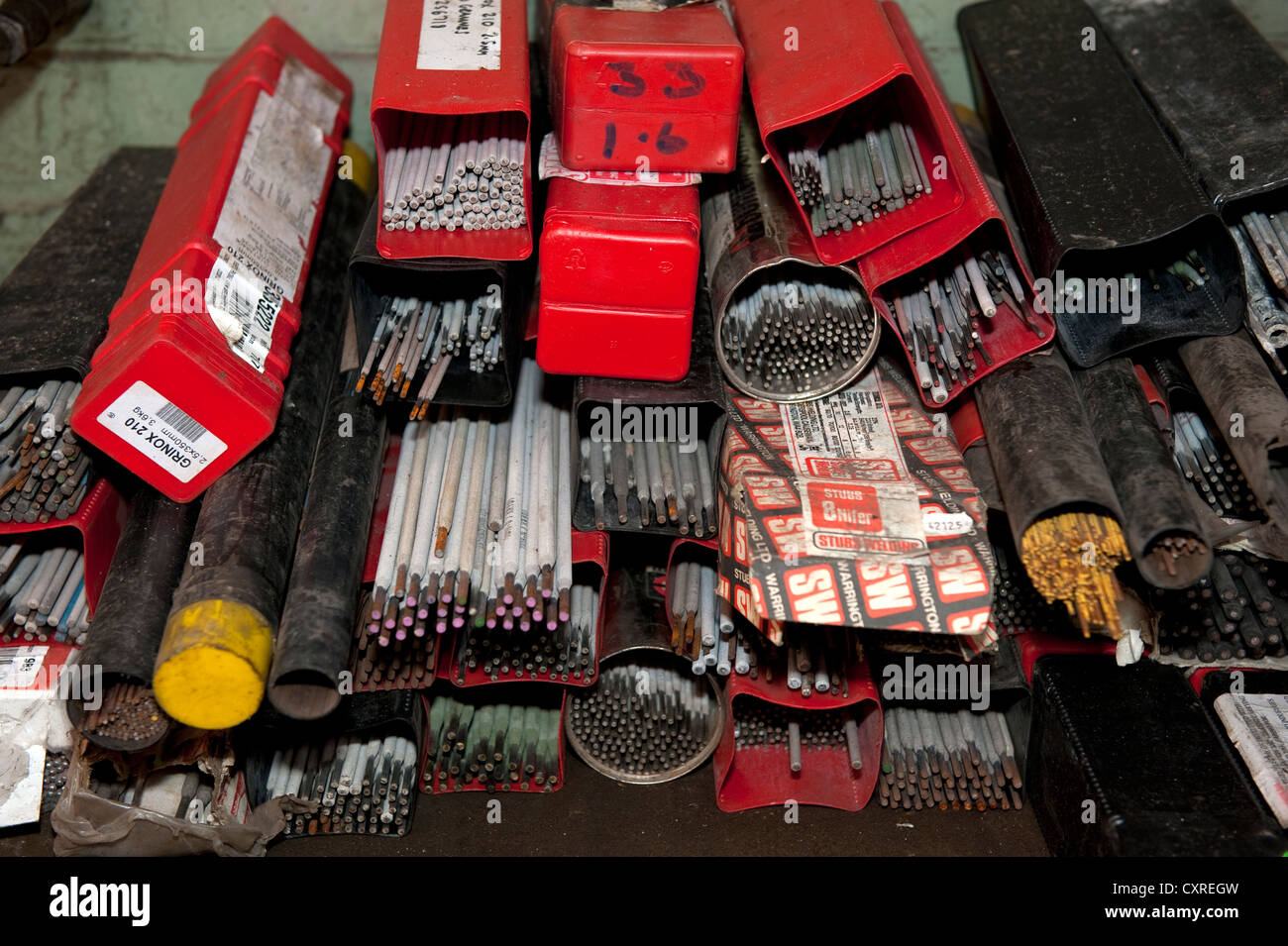 Large amount of welding rods rod Arc Gas Electric Stock Photo - Alamy