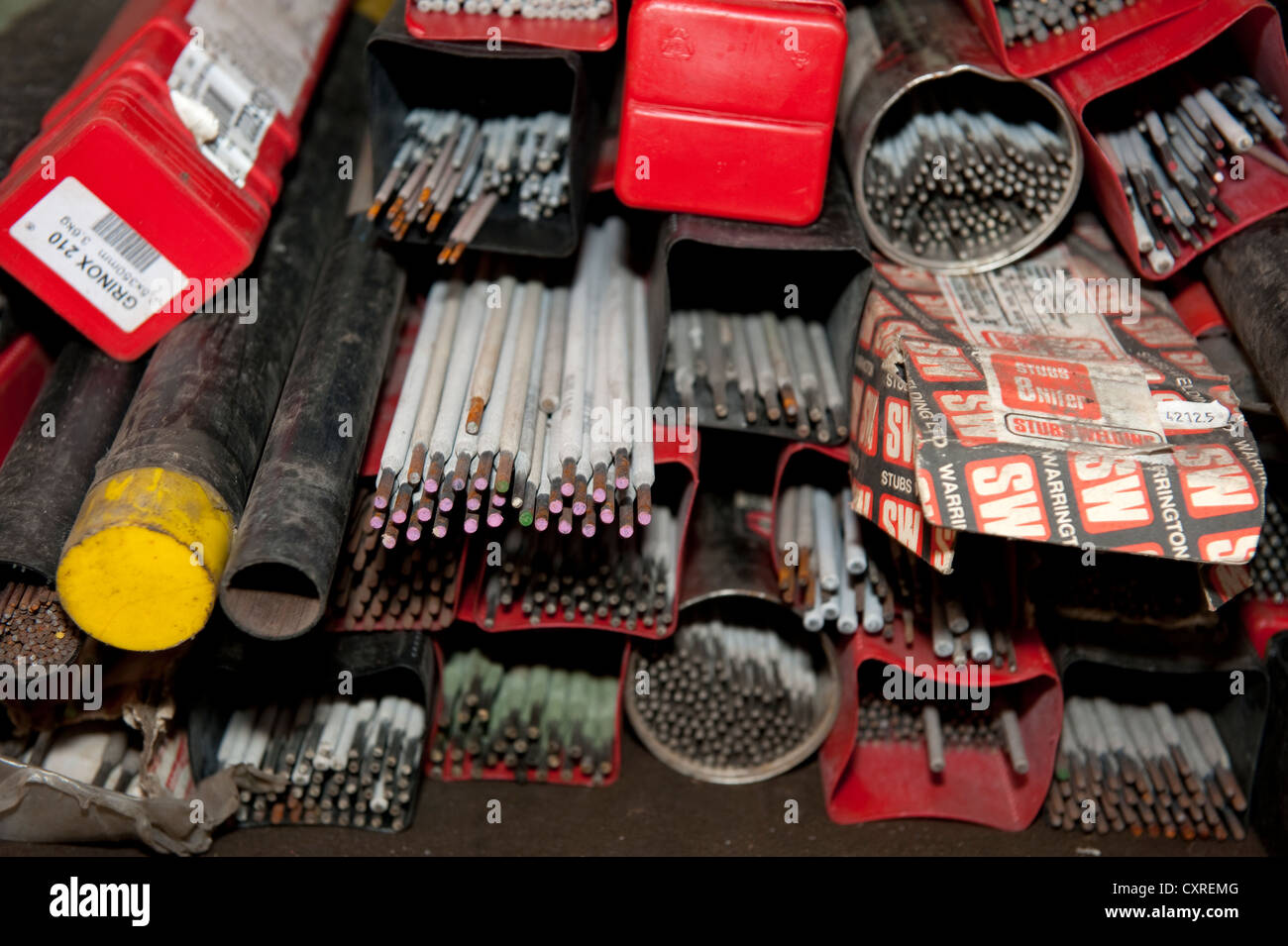 Large amount of welding rods rod Arc Gas Electric Stock Photo - Alamy