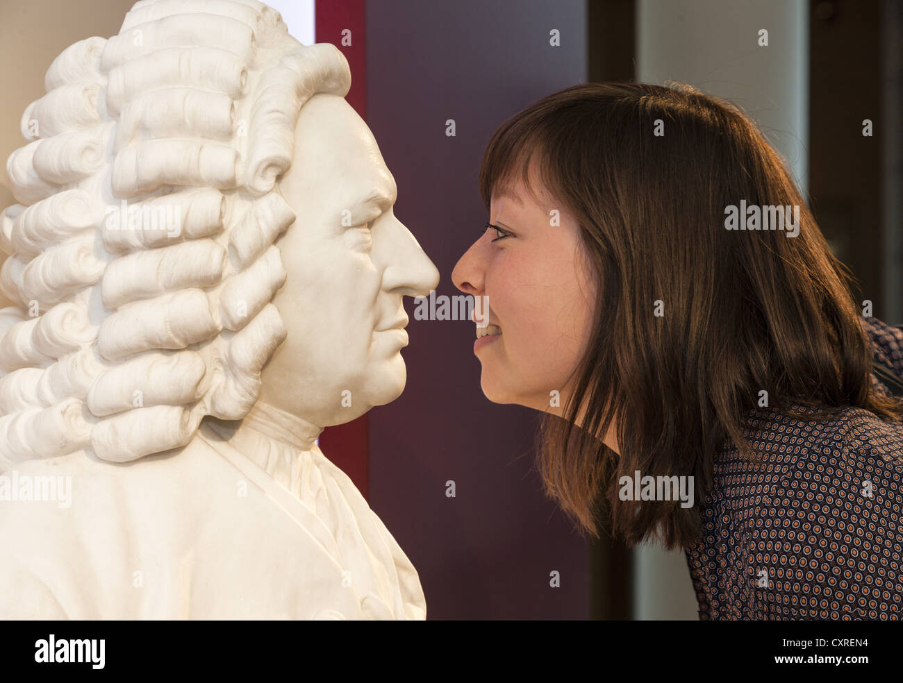 Visitor standing in front of the bust of Johann Sebastian Bach, Bach ...