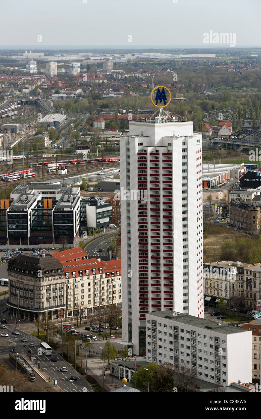Cityscape from the City-Hochhaus building, MDR Tower, looking north ...