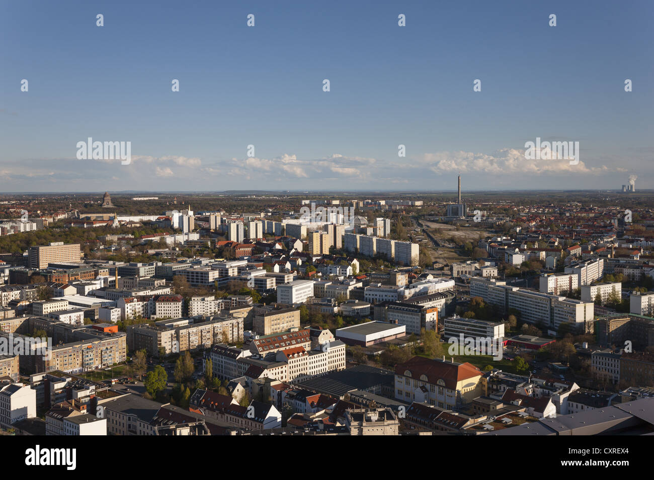 City panorama from the City-Hochhaus building, MDR Tower, looking south ...