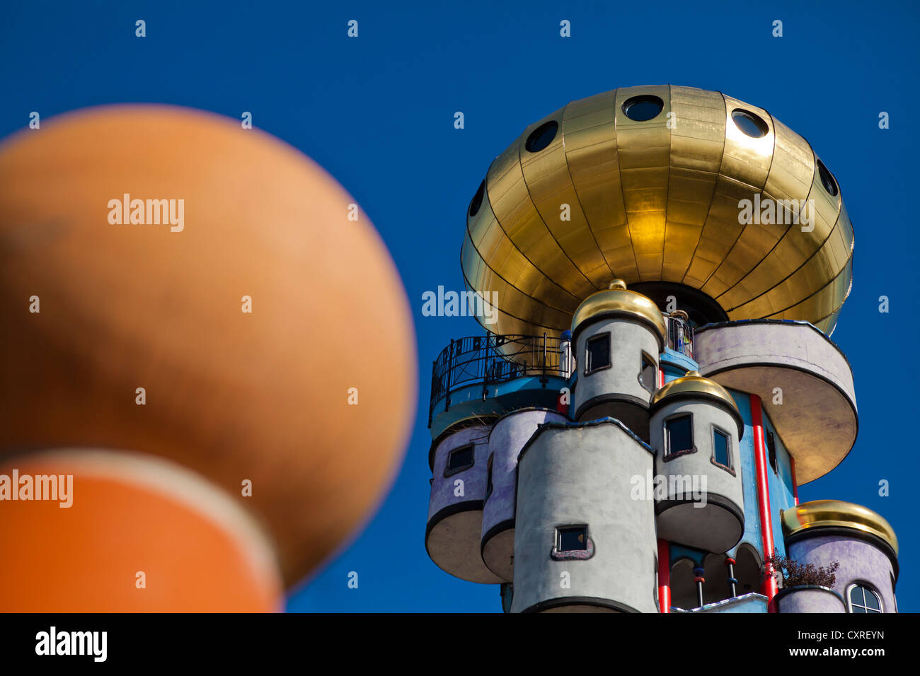 Hundertwasserturm or Kuchlbauer-Turm tower, Abensberg, Bavaria, Germany ...