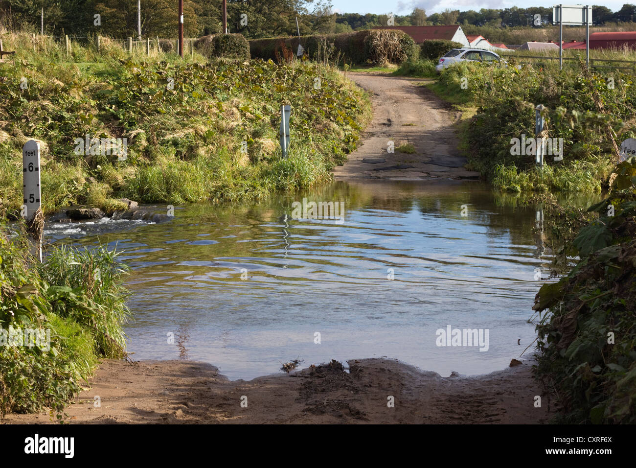 Ford on country lane Stock Photo - Alamy