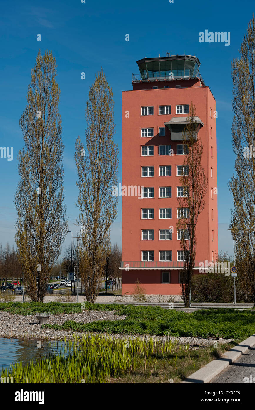 Tower, building of the former Munich-Riem Airport near the ICM in ...