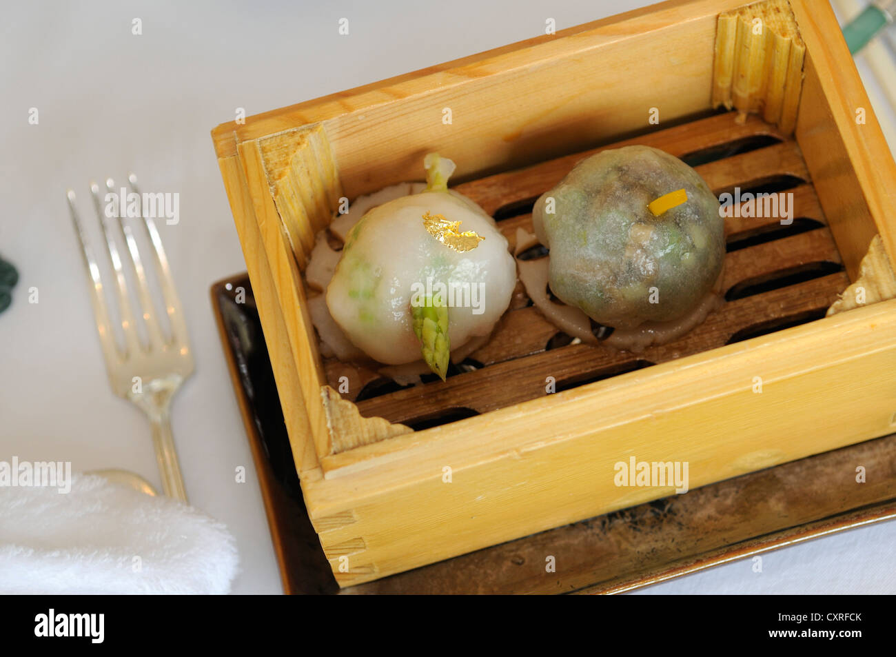 Dim Sum with leaf gold and asparagus at the InterContinental Hotel ...