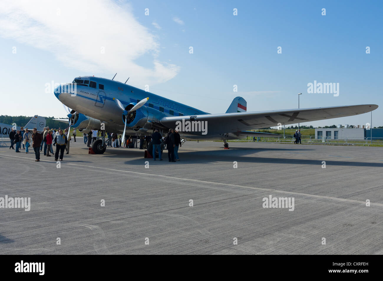 Soviet aircraft Lisunov Li-2, the Hungarian airline "Malev Stock Photo ...