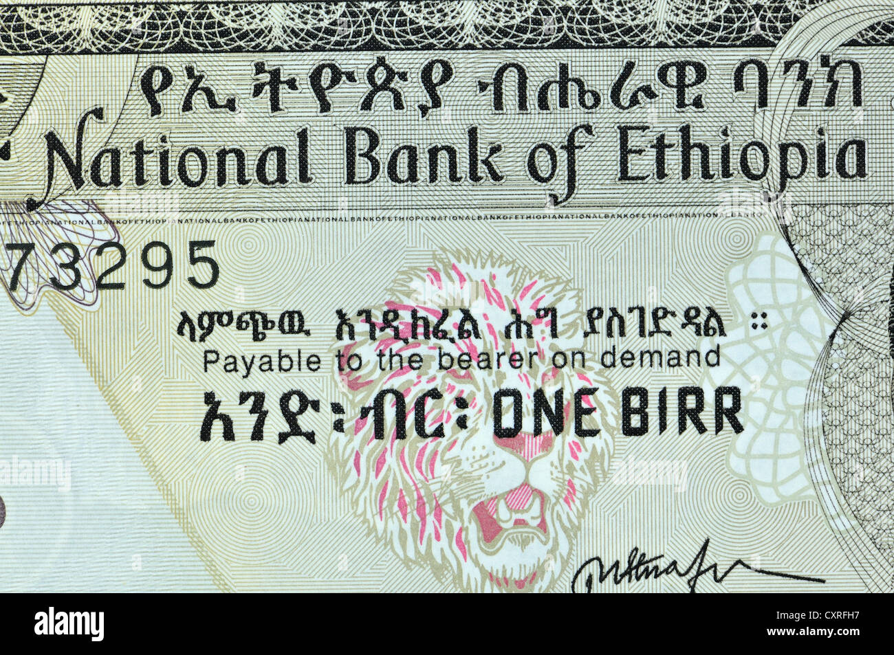 Ethiopian banknote - One Birr (2008) detail Stock Photo - Alamy