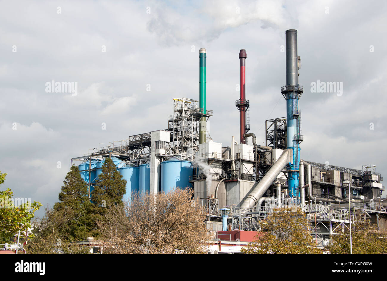 oil refinery skyline in europoort Netherlands with nature on foreground ...