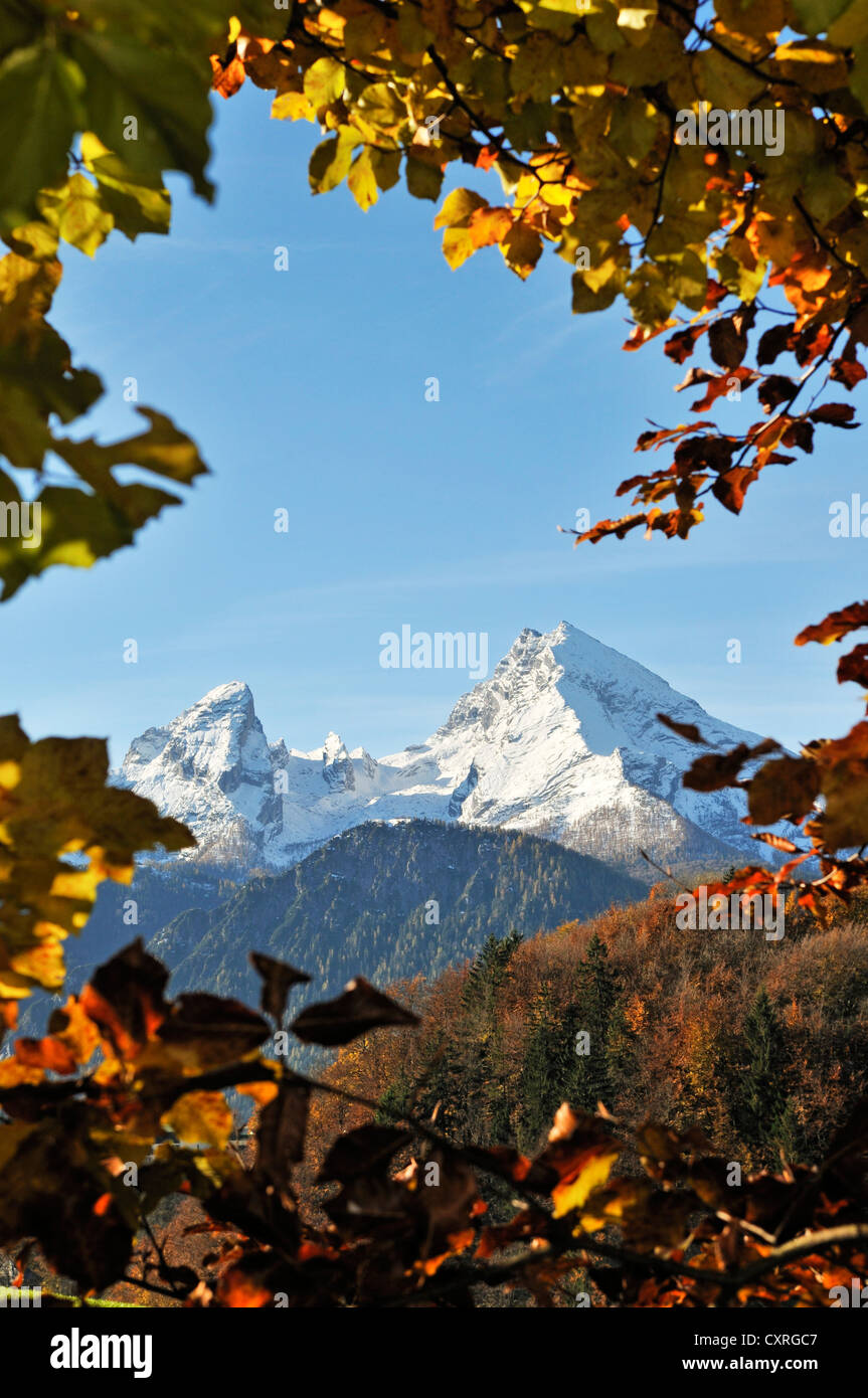 Watzmann mountain, Watzmannfrau mountain and the Watzmannkinder peaks ...