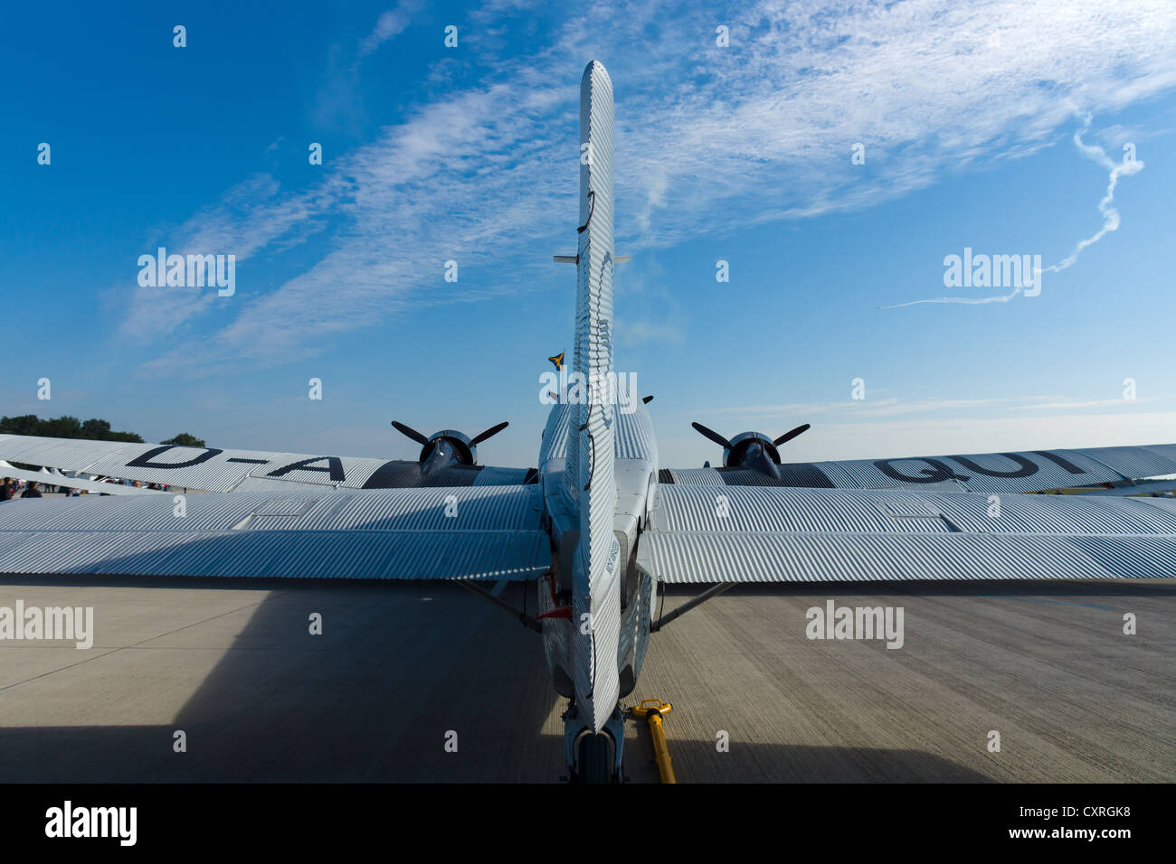 German passenger aircraft Junkers Ju 52 (rear view), the airline ...