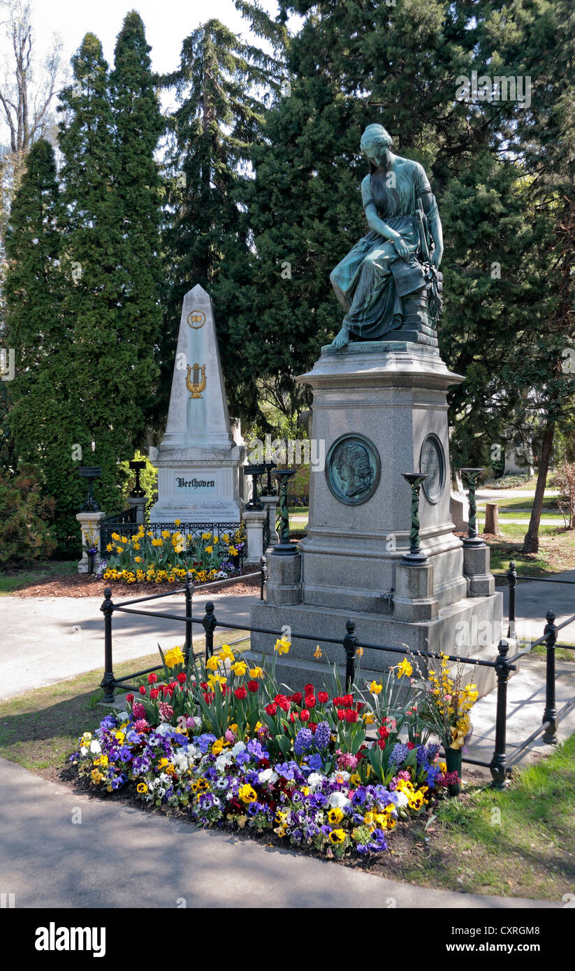 The graves of composers Wolfgang Amadeus Mozart & Ludwig van Beethoven ...