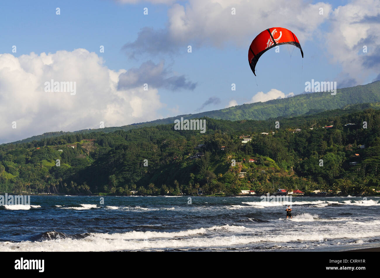 Kitesurfers, Mahina Venus Point, Tahiti, Society Islands, French ...