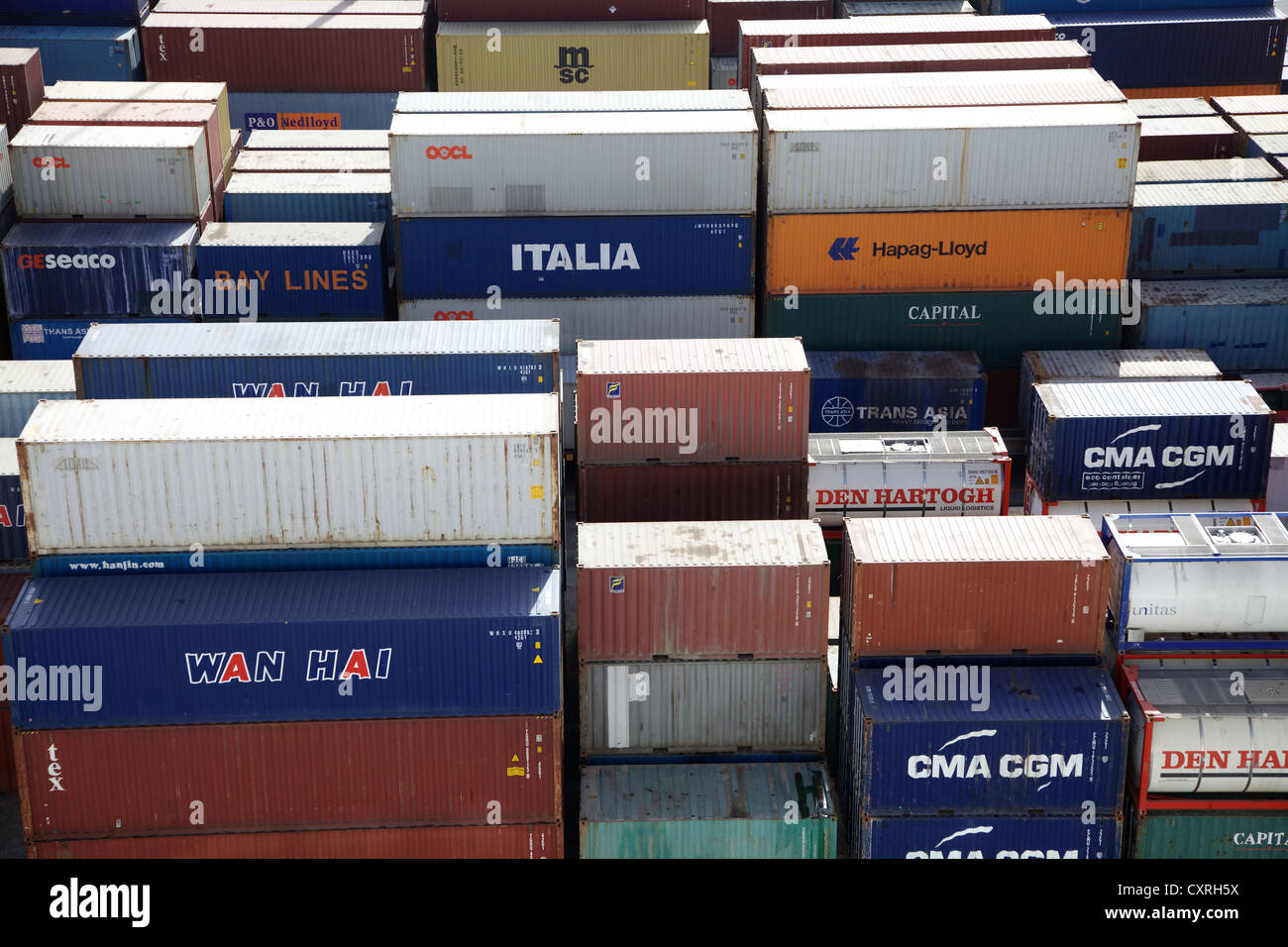 Containers in the port of Muscat, Oman, Middle East, Asia Stock Photo ...