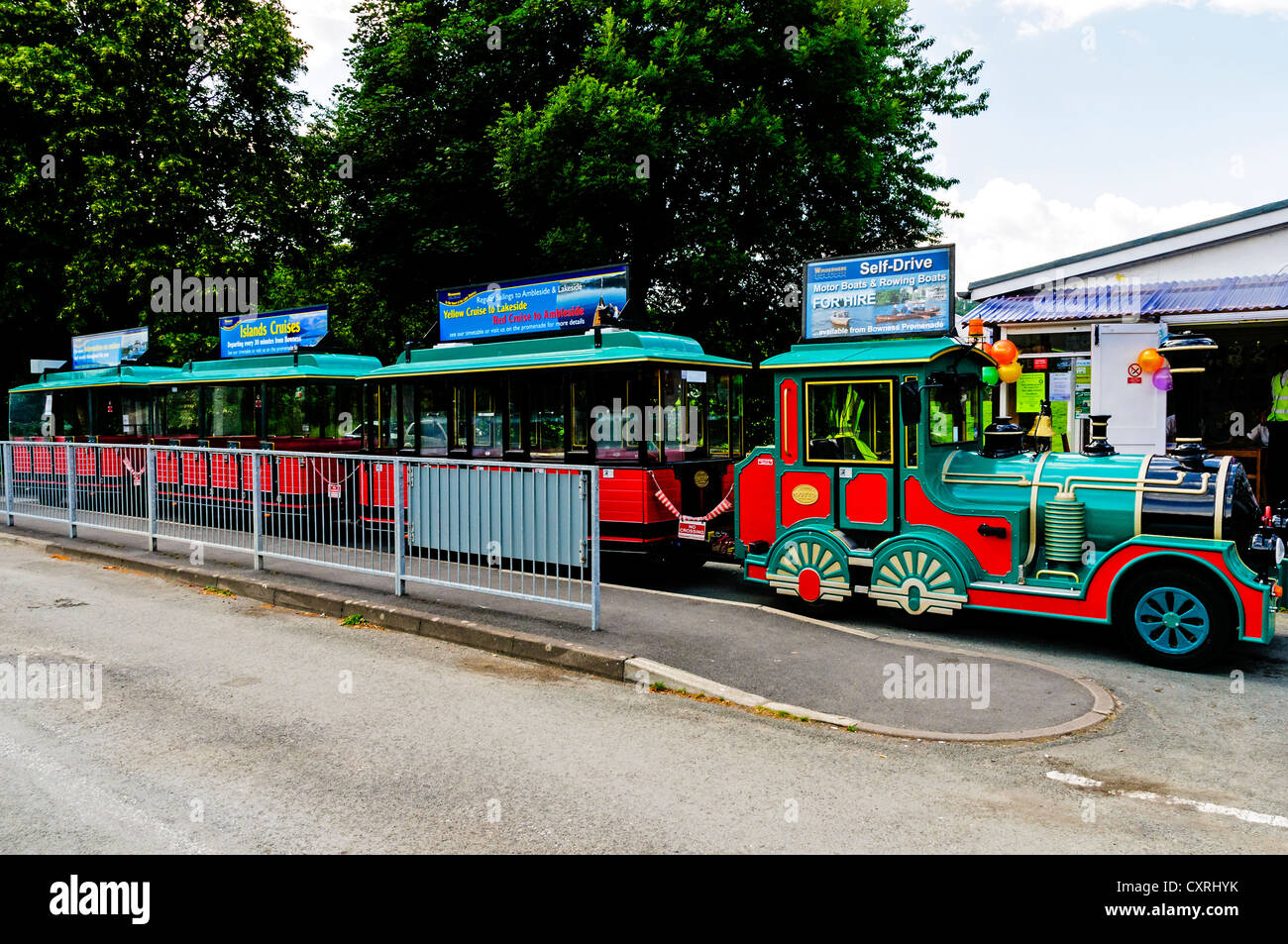 A road train designed to look like a 19th century steam train which ...