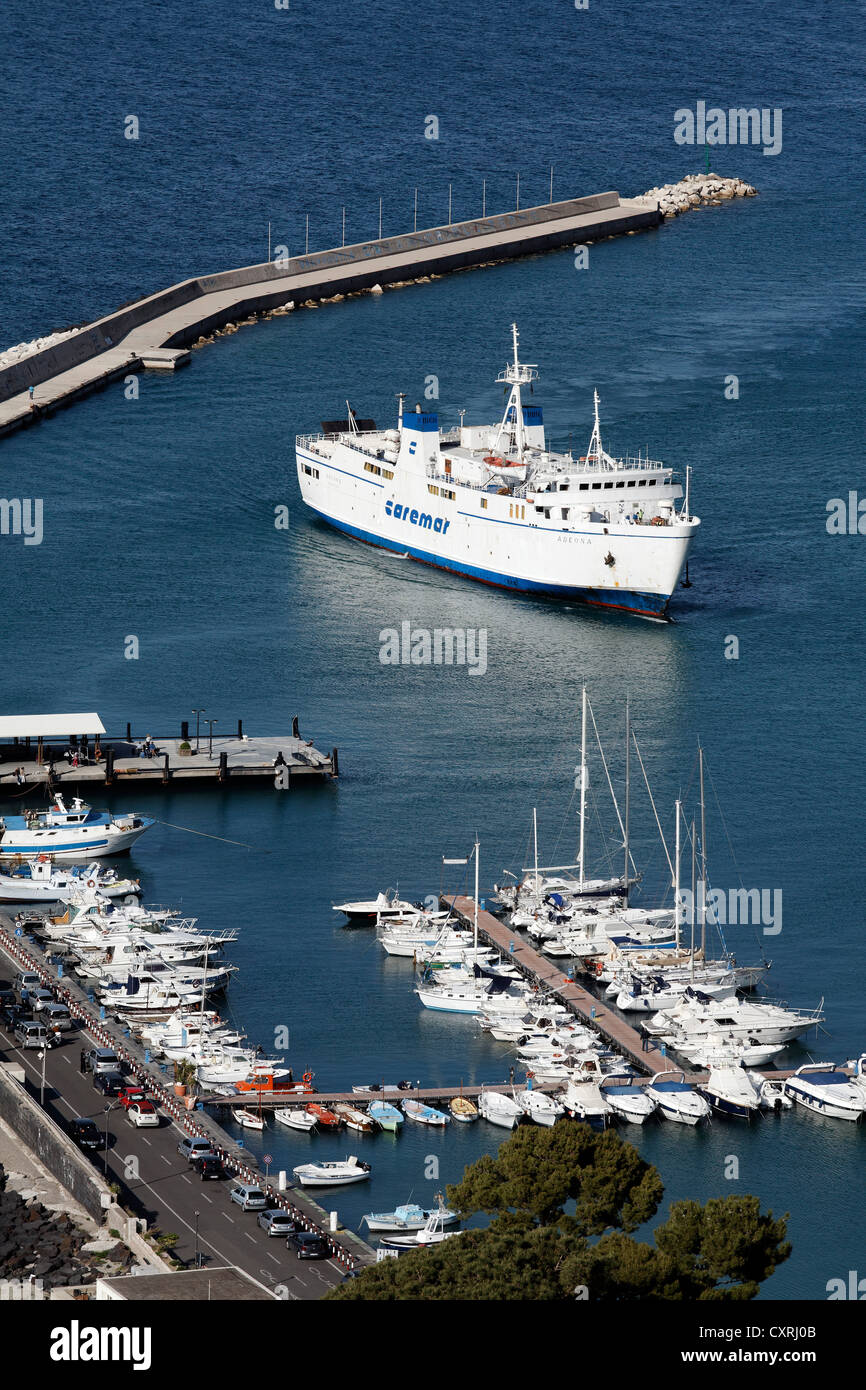 Car ferry of the Caremar Line in the harbour of Casamicciola Terme ...