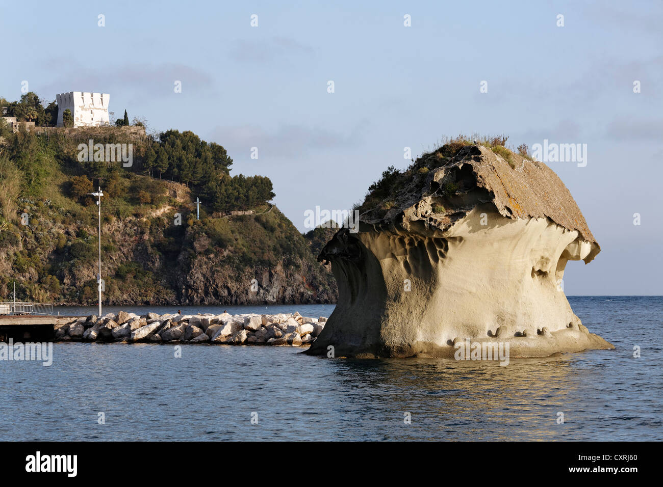 "Il Fungo", mushroom-shaped tufa rock, landmark of Lacco Ameno, Ischia ...