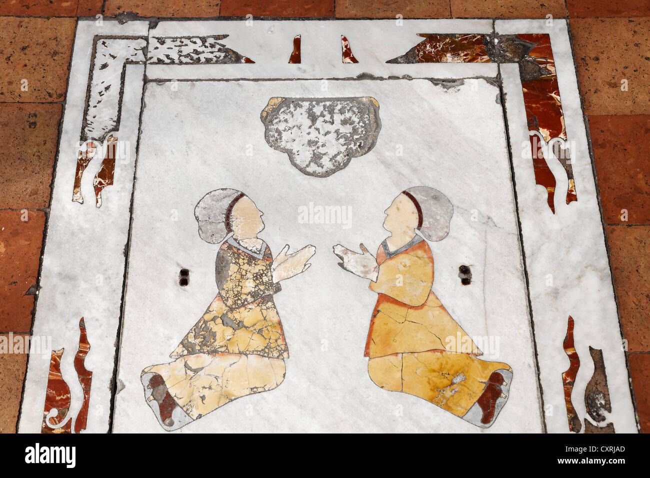 Tomb slab with two praying nuns, Abbey of San Michele, Island of ...