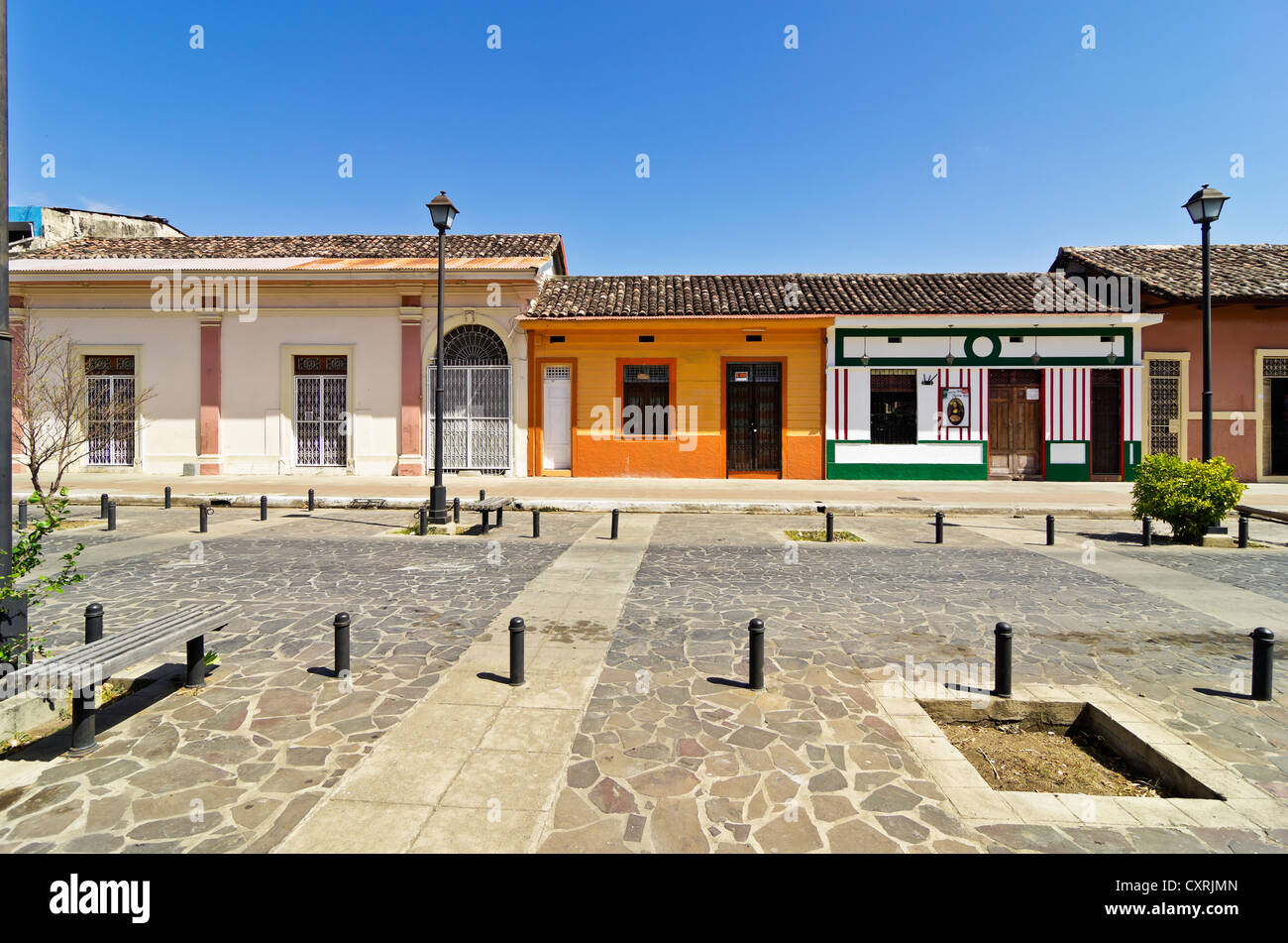 Row of houses, facades, Calle La Calzada, Granada, Nicaragua, Central ...
