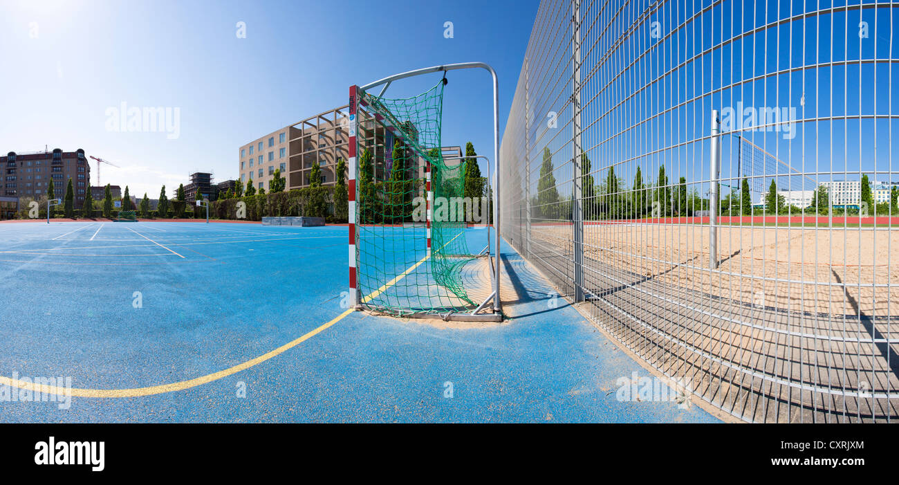 Panoramic view, sports field in Ministergaerten, gardens, Berlin-Mitte ...