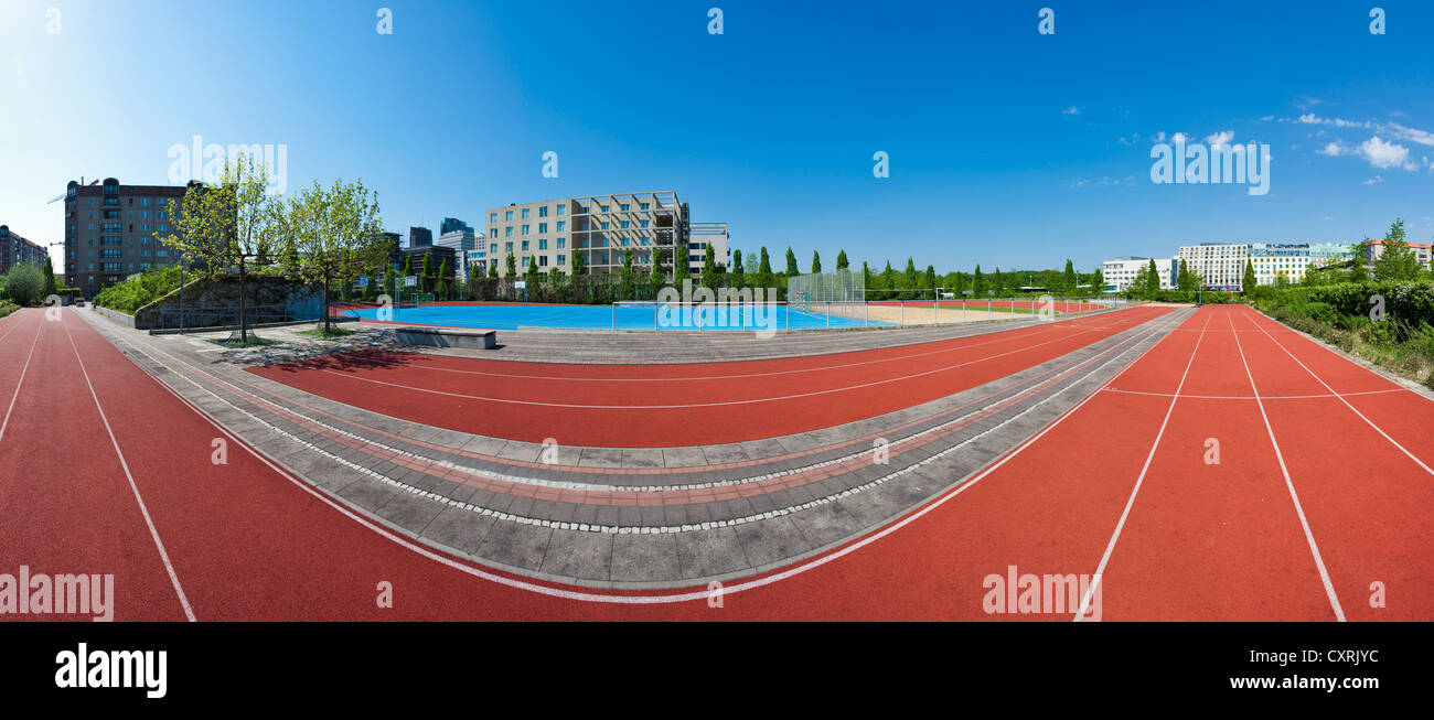Panoramic view, sports field in Ministergaerten, gardens, Berlin-Mitte ...