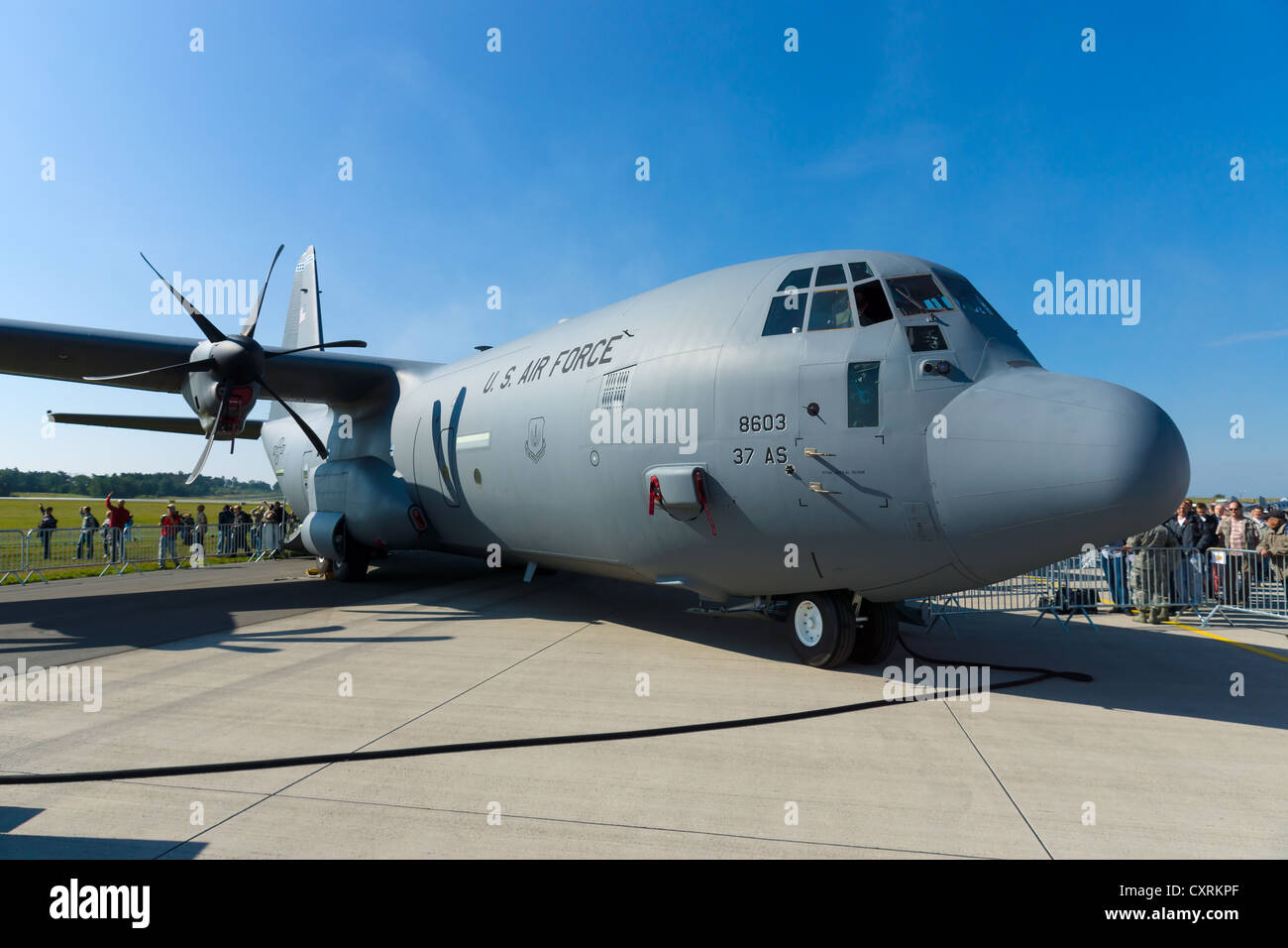 Four engine turboprop military transport aircraft hi-res stock ...