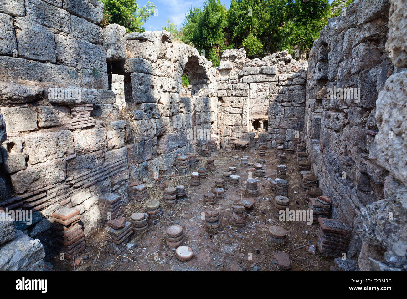 Roman public bath with underfloor heating, ancient city of Phaselis ...