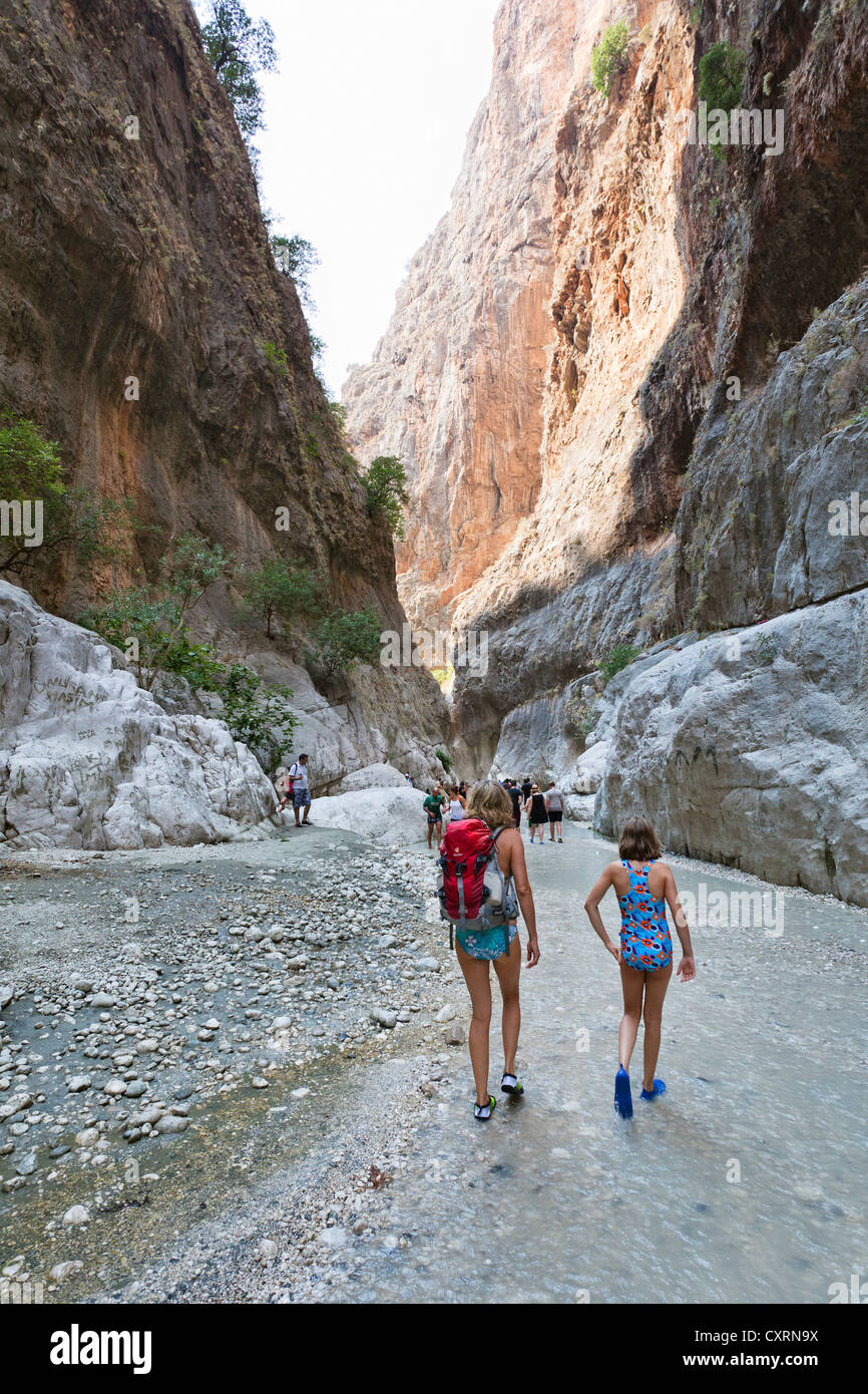 Tourists at Saklikent Gorge near Tlos and Fethiye, Lycian coast, Lycia ...