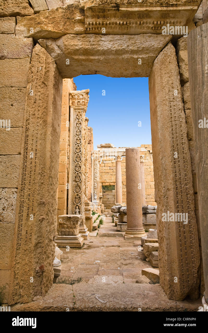 Entrance gate, Severan Basilica, Leptis Magna, Libya, North Africa ...