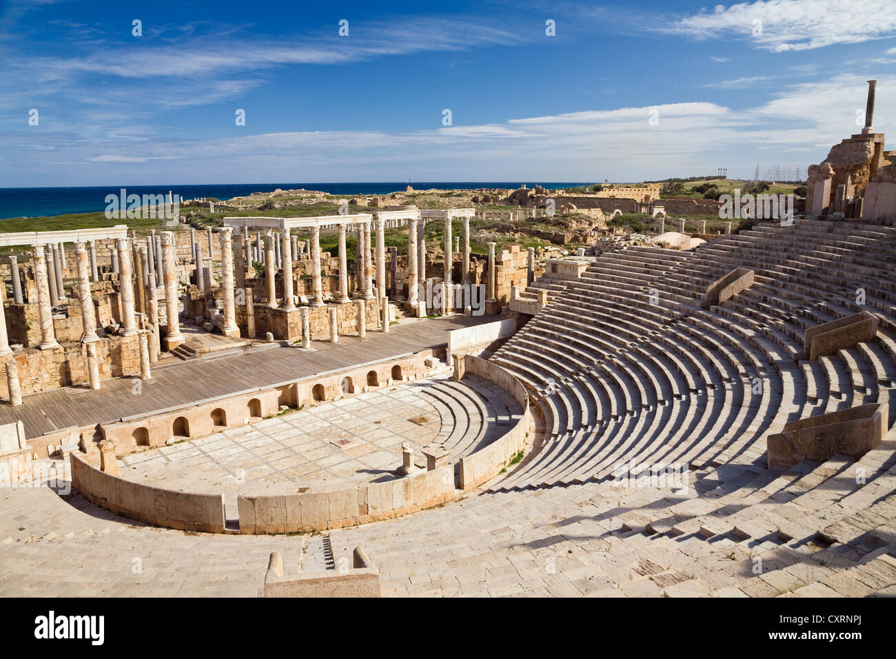 Ruins of the Roman Theatre of Leptis Magna, Libya, North Africa, Africa ...